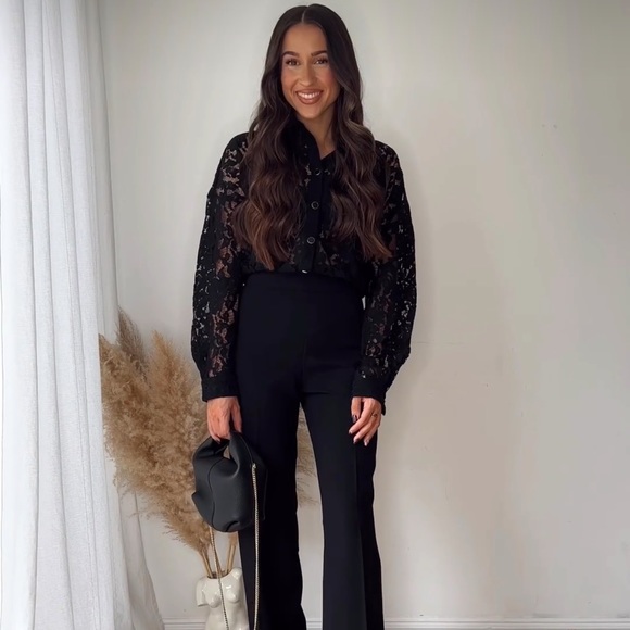 Zara | Tops | Zara Black Semisheer Lace Top | Poshmark